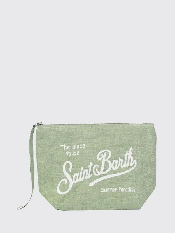 MC2 SAINT BARTH Aline Striped Linen Pochette - Green