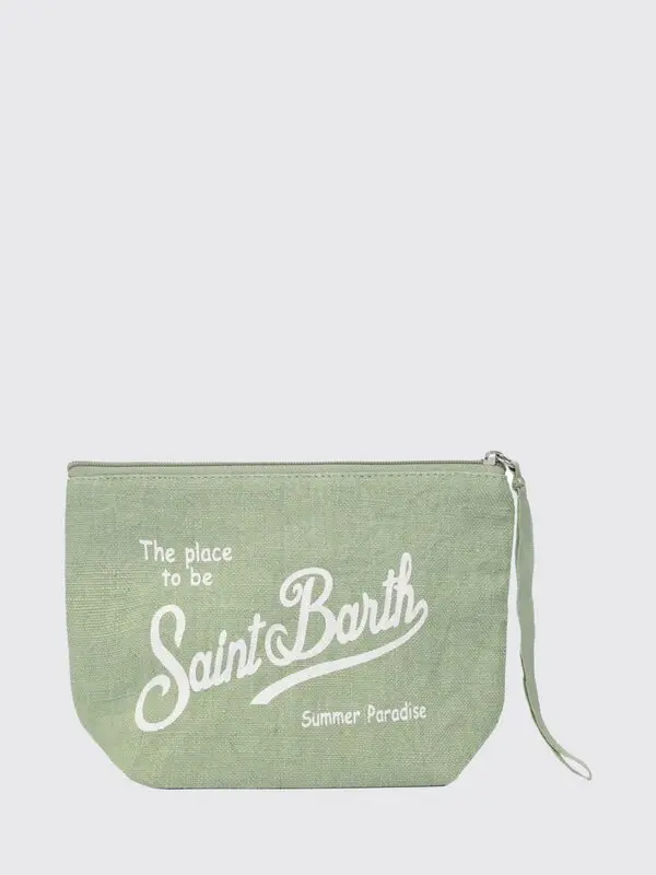 MC2 SAINT BARTH Aline Striped Linen Pochette - Green