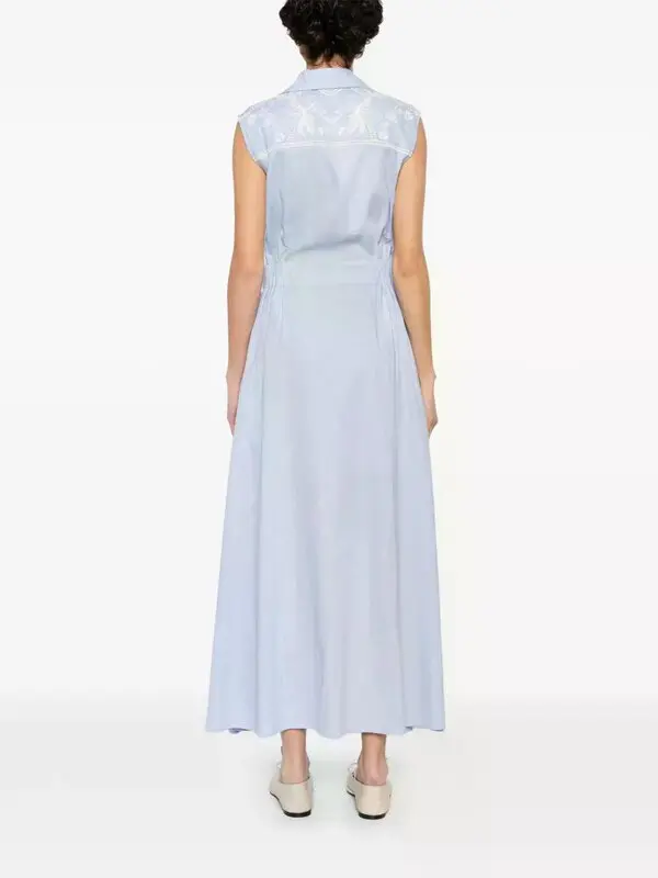 Sandro Embroidered Linen Maxi Dress - Blue