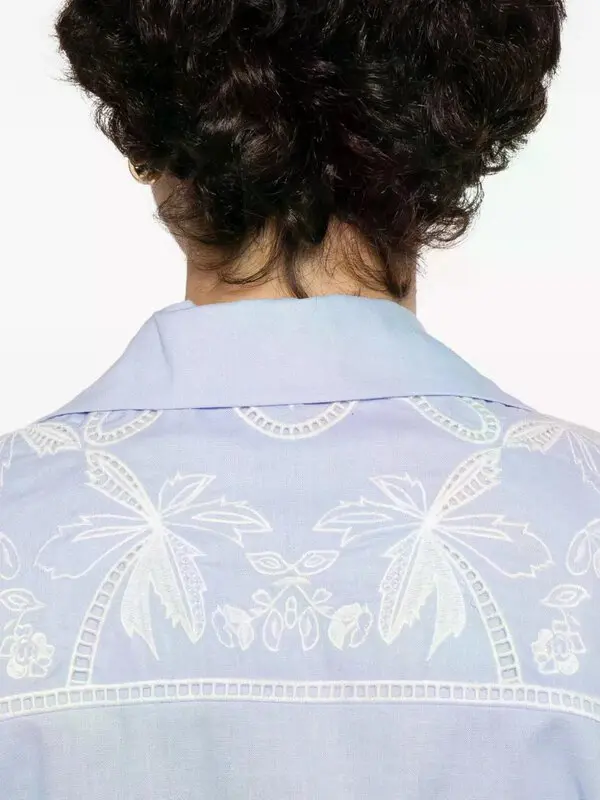 Sandro Embroidered Linen Maxi Dress - Blue