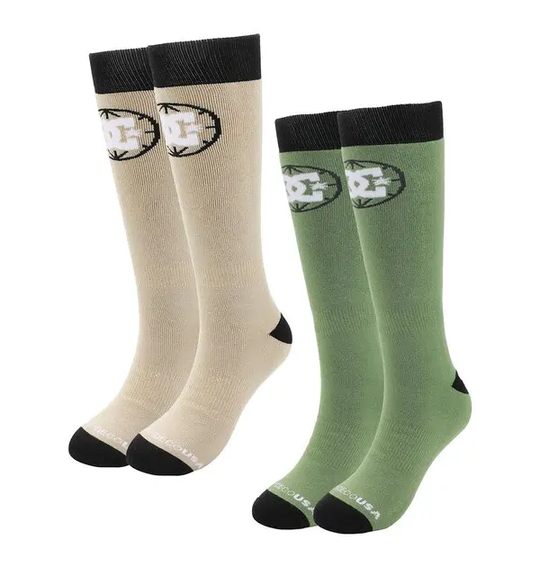 DC SHOES Performance Socks 2-pack - Beige/green