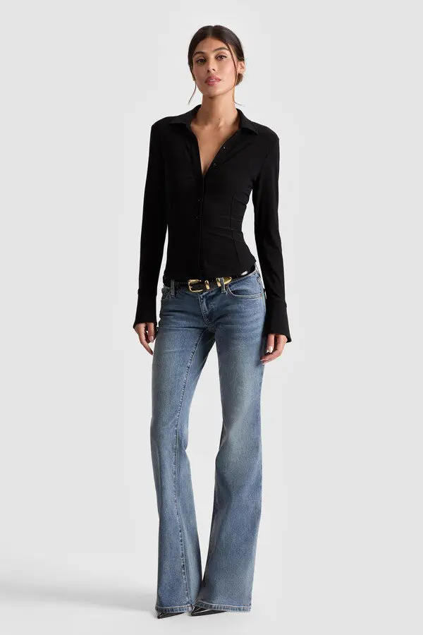 Alice + Olivia Freya Button-down Top - Black