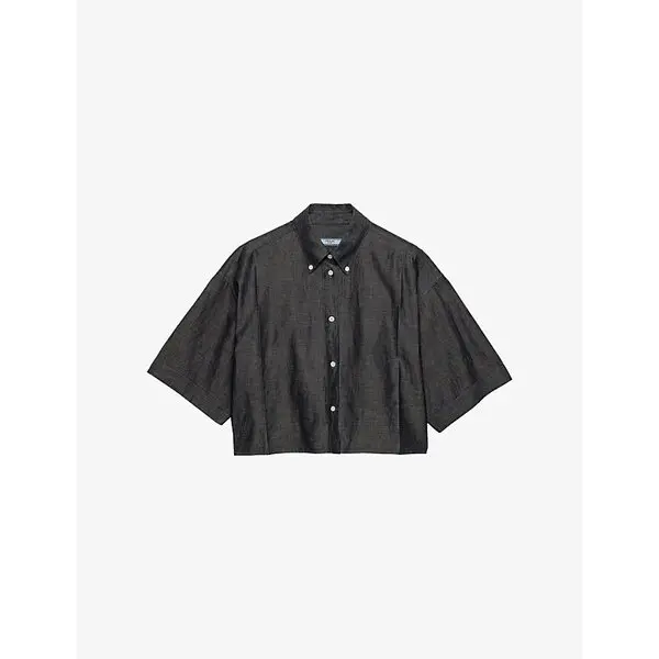 Prada Short-sleeved Flared Chambray Shirt