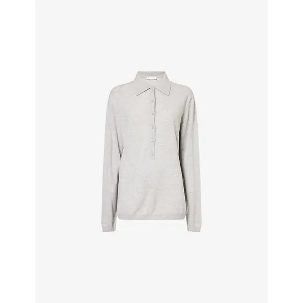 THE FRANKIE SHOP Tala V-neck Wool-blend Polo Top