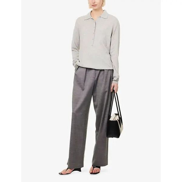 THE FRANKIE SHOP Tala V-neck Wool-blend Polo Top