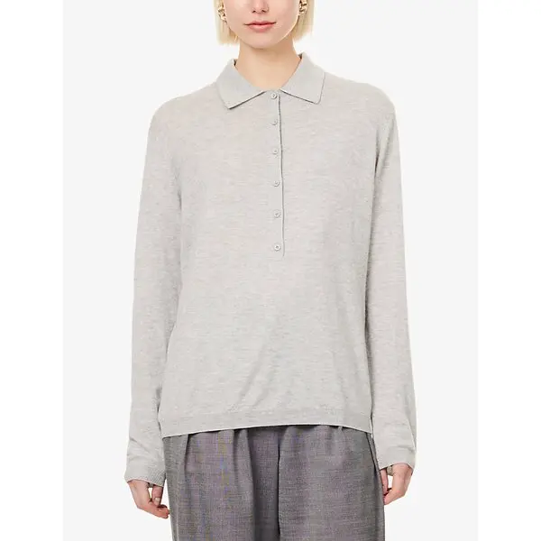 THE FRANKIE SHOP Tala V-neck Wool-blend Polo Top