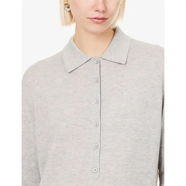 THE FRANKIE SHOP Tala V-neck Wool-blend Polo Top