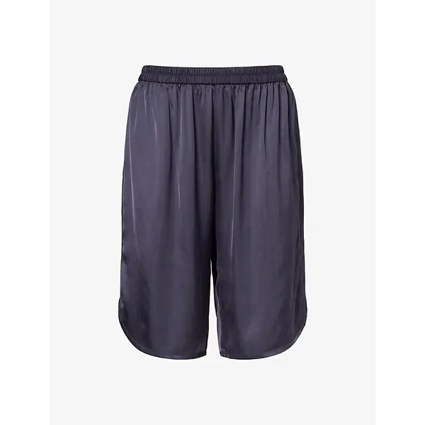 THE FRANKIE SHOP Nelis Satin Bermuda Shorts - Navy