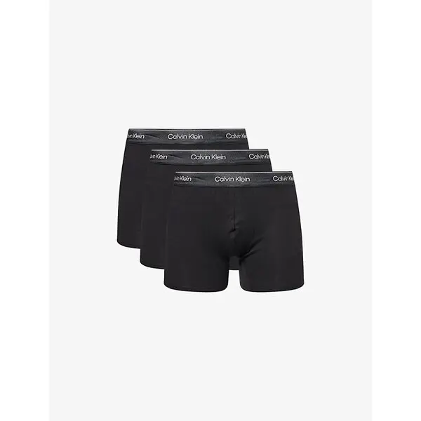 Calvin Klein Icon Pack Of Three Stretch-cotton Boxer Briefs - Black