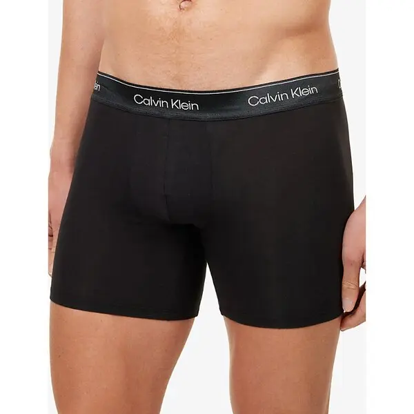 Calvin Klein Icon Pack Of Three Stretch-cotton Boxer Briefs - Black