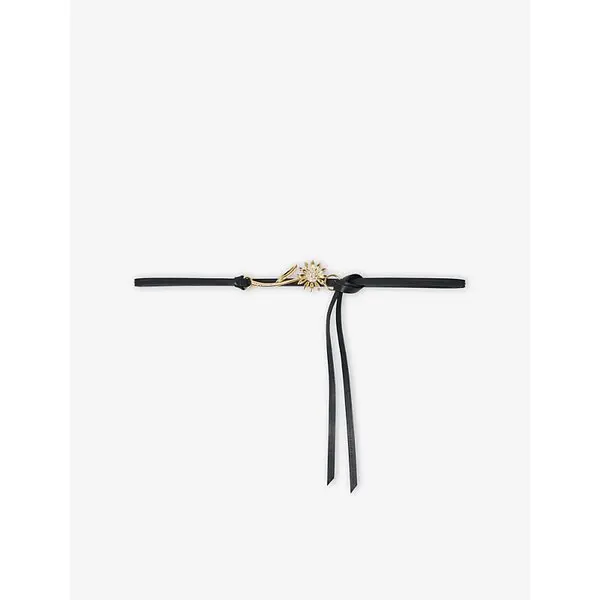 Maje Flower-clasp Leather Belt - Black