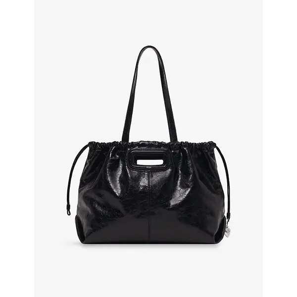 Maje M Crackled Leather Tote Bag - Black