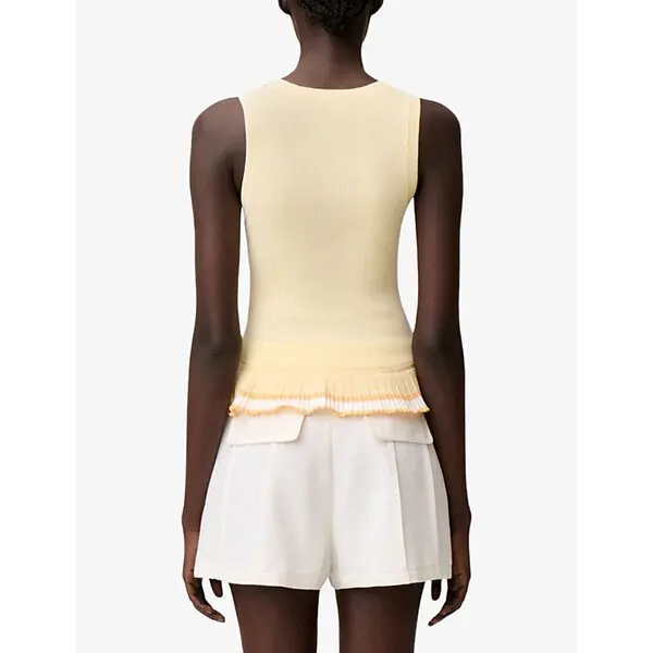 Claudie Pierlot Floral-embellished Peplum-hem Knitted Top