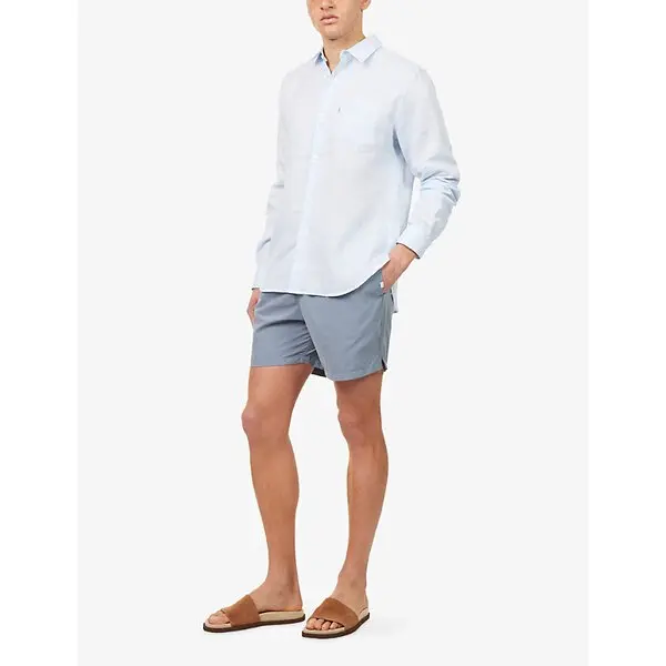 Derek Rose Monaco Long-sleeve Linen Shirt - Blue