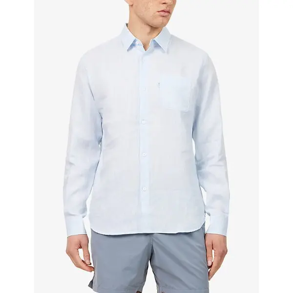 Derek Rose Monaco Long-sleeve Linen Shirt - Blue