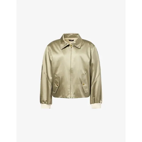 WILLY CHAVARRIA Opera Satin Bomber Jacket - Stucco