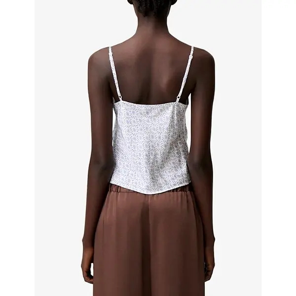 Claudie Pierlot Floral Print V-neck Satin Top