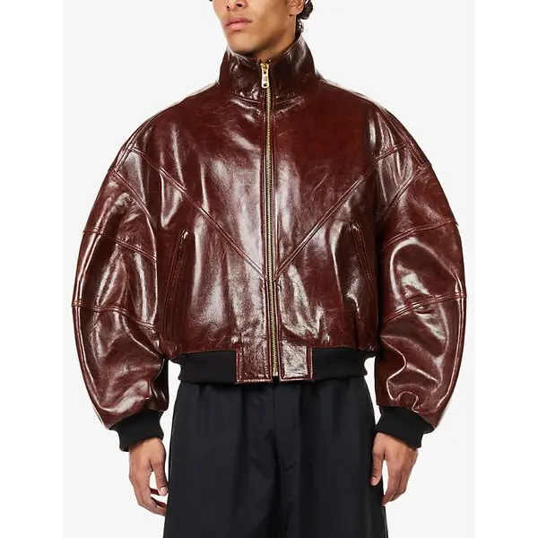 WILLY CHAVARRIA Ruff Rider Leather Jacket - Chocolate