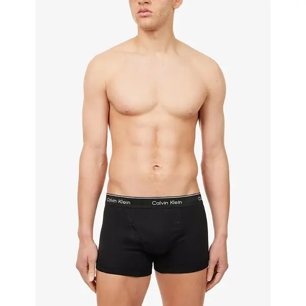 Calvin Klein Branded-waistband Pack Of Five Stretch-cotton Trunks - Multi