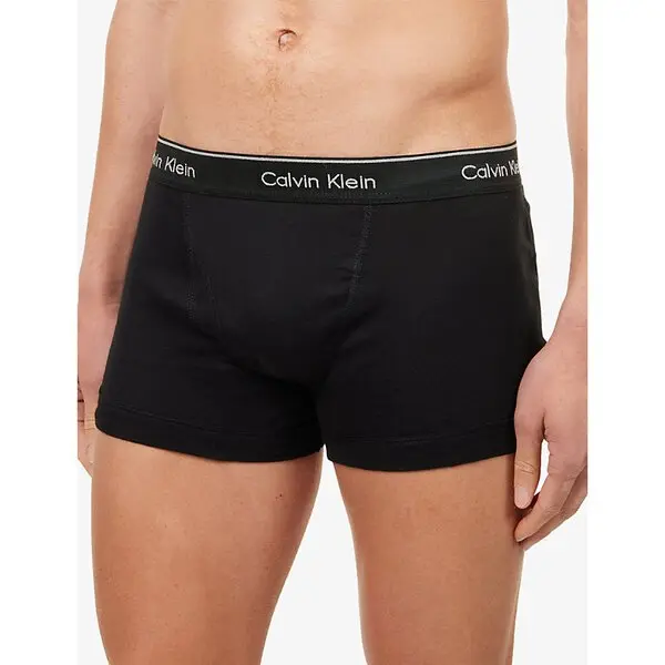 Calvin Klein Branded-waistband Pack Of Five Stretch-cotton Trunks - Multi