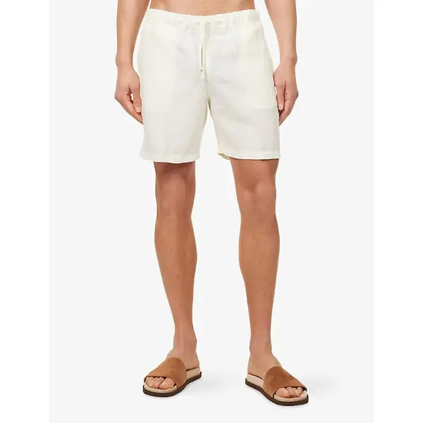 120% Lino Drawstring Linen Bermuda Shorts - Butter