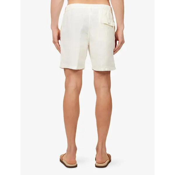 120% Lino Drawstring Linen Bermuda Shorts - Butter