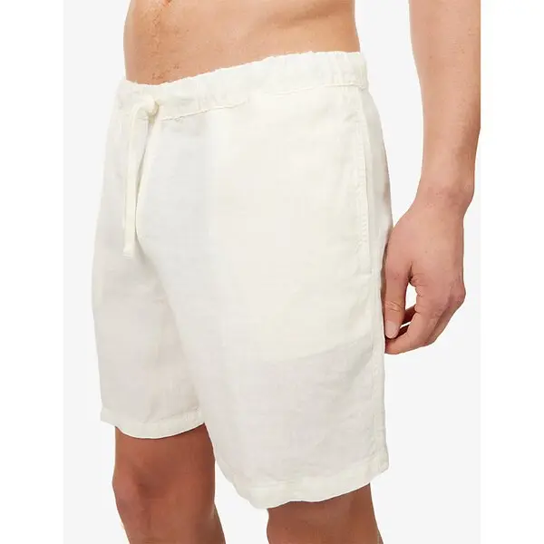 120% Lino Drawstring Linen Bermuda Shorts - Butter