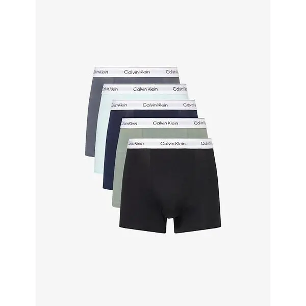Calvin Klein Icon Pack Of Five Stretch-cotton Trunks - Multi