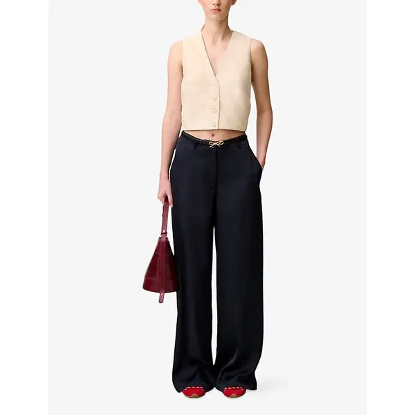 Claudie Pierlot Regular-fit Straight-leg Satin Trousers