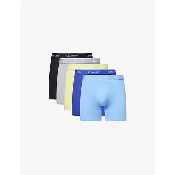 Calvin Klein Icon Pack Of Five Stretch-cotton Boxer Briefs - Multi