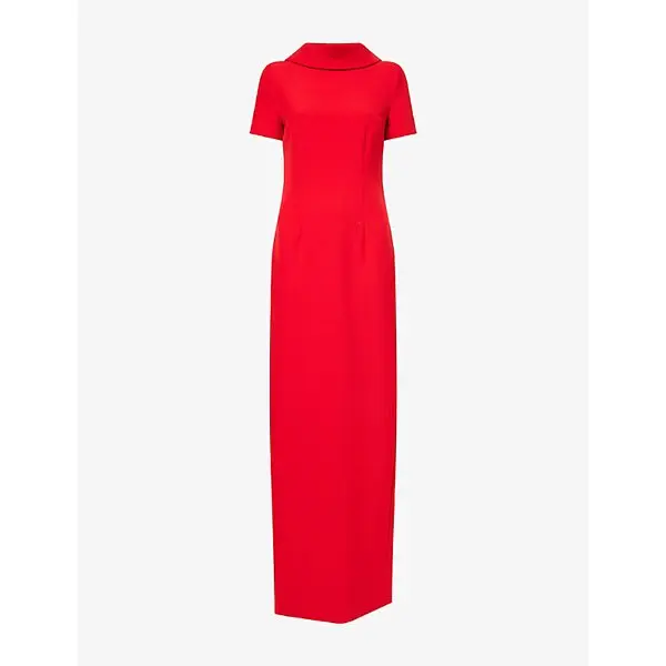 Roland Mouret Boat-neck Scoop-back Woven Gown