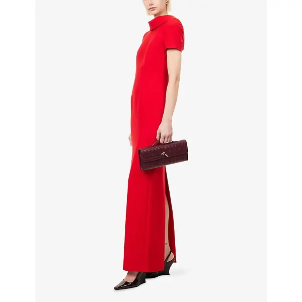 Roland Mouret Boat-neck Scoop-back Woven Gown