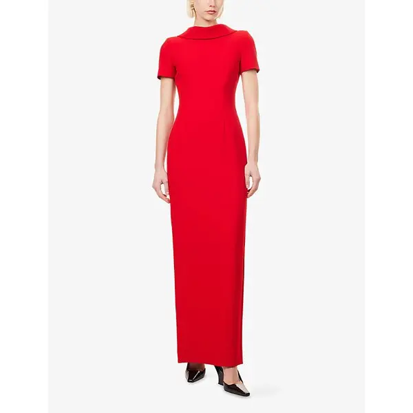 Roland Mouret Boat-neck Scoop-back Woven Gown