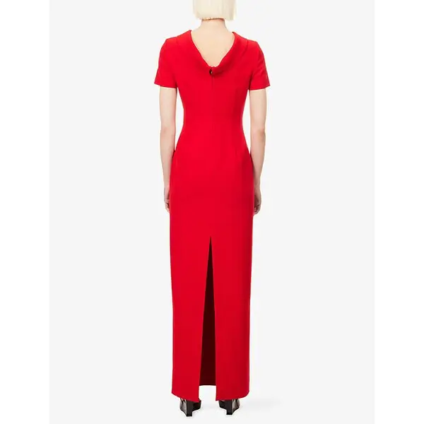 Roland Mouret Boat-neck Scoop-back Woven Gown