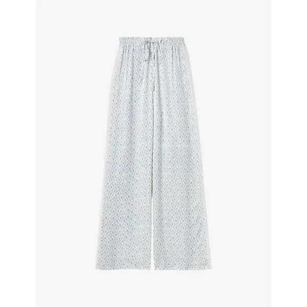 Claudie Pierlot Floral-print Lace-trim Satin Trousers - Light Print