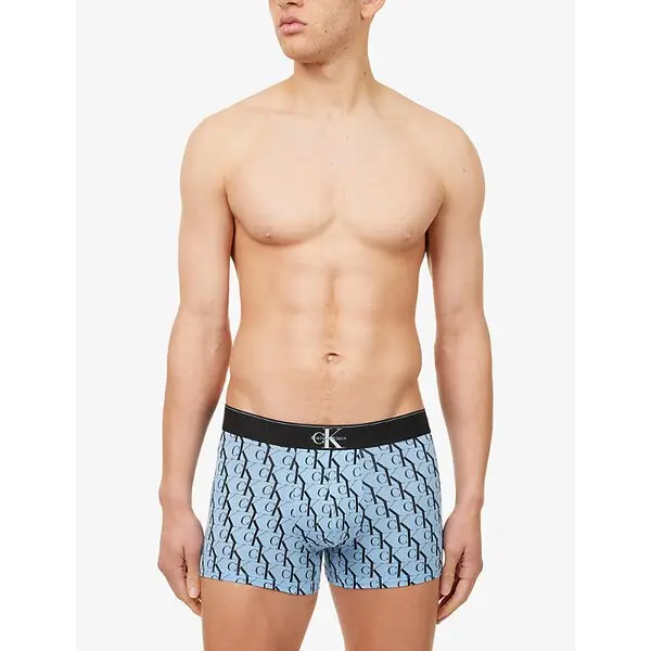 Calvin Klein Graphic Monogram Pack Of Three Stretch-cotton Trunks