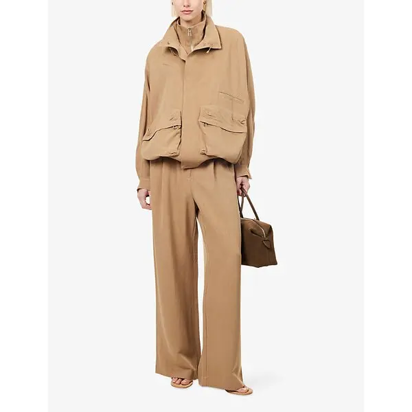 THE FRANKIE SHOP Breya Funnel-neck Linen-blend Jacket - Beige