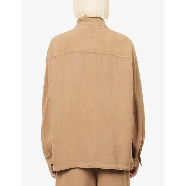 THE FRANKIE SHOP Breya Funnel-neck Linen-blend Jacket - Beige