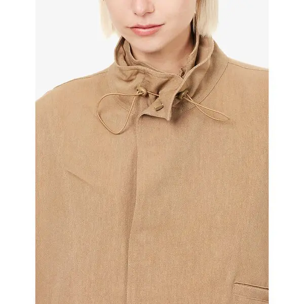 THE FRANKIE SHOP Breya Funnel-neck Linen-blend Jacket - Beige
