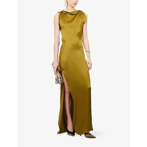 Victoria Beckham Carla Split-seam Gown - Moss