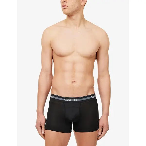 Calvin Klein Icon Active Mesh Pack Of Three Jersey Trunks - Black/fungi/seafoam Wave