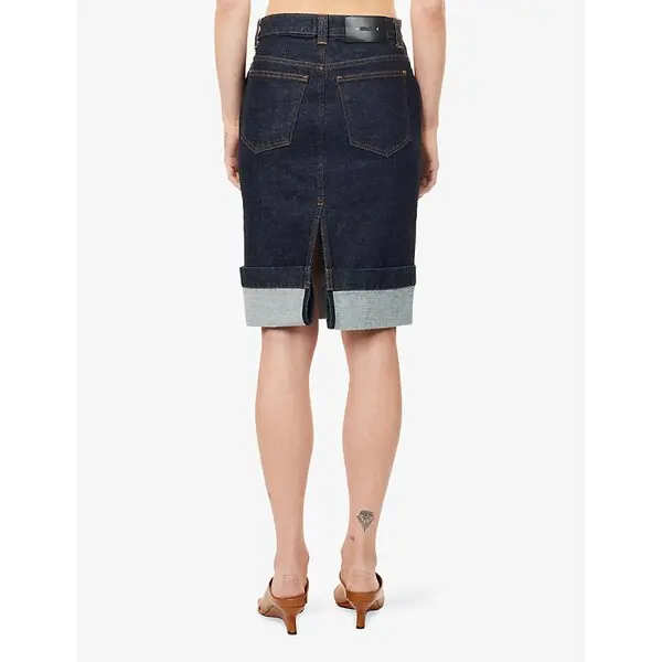 Khaite Kendra Turn-up Denim Skirt - Benson