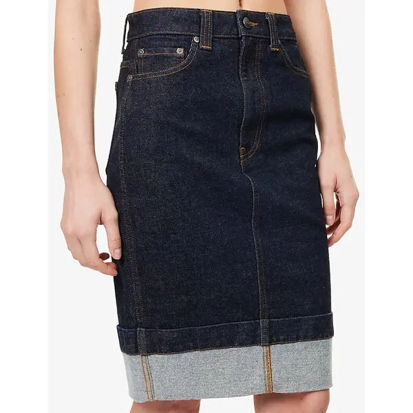 Khaite Kendra Turn-up Denim Skirt - Benson