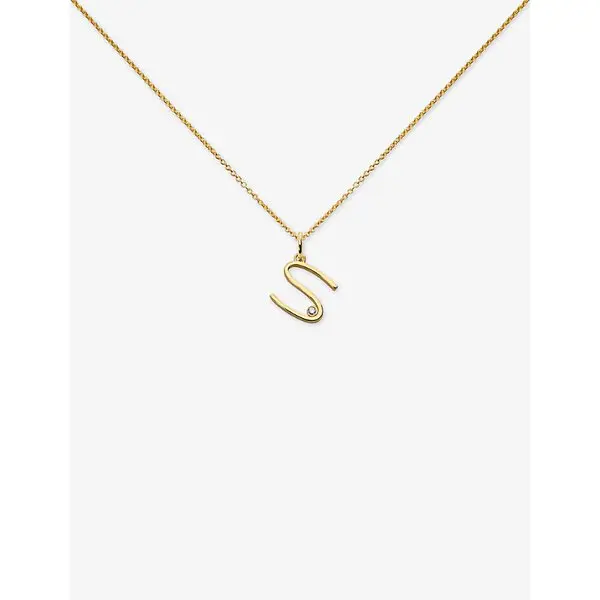 Monica Vinader Initial S 18ct Yellow Vermeil And 0.035ct Lab-grown Diamond Pendant Necklace - Gold