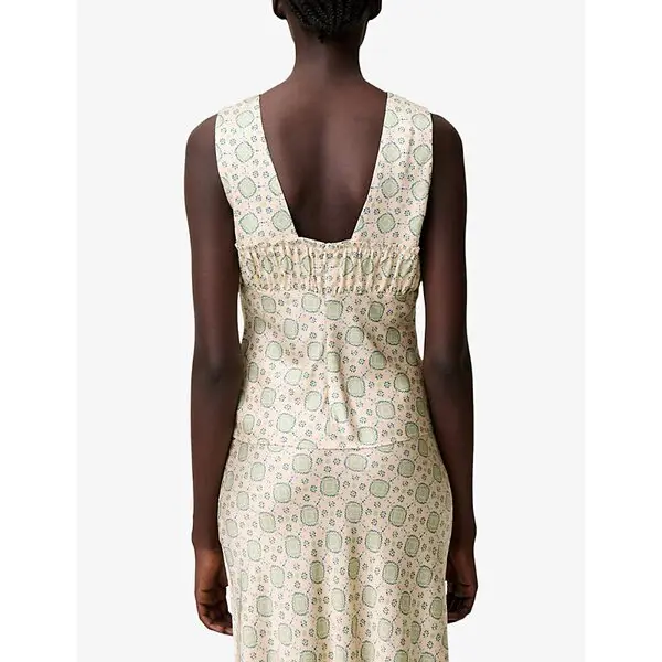 Claudie Pierlot Floral-print V-neck Satin Top