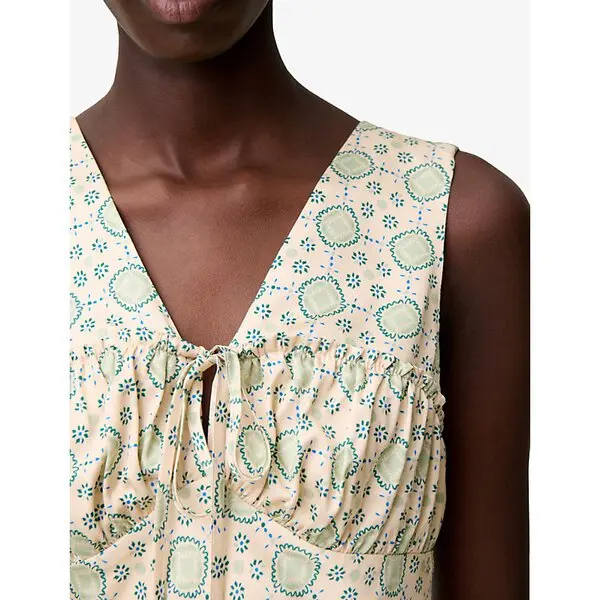 Claudie Pierlot Floral-print V-neck Satin Top