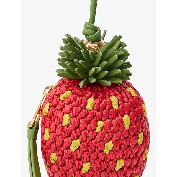 Loewe Strawberry Raffia And Leather Coin Purse