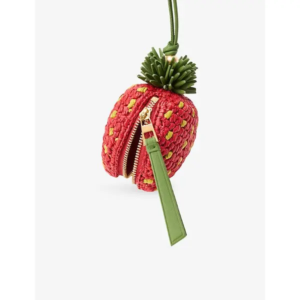 Loewe Strawberry Raffia And Leather Coin Purse