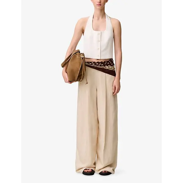 Claudie Pierlot Halterneck Cropped Waistcoat - Ecru