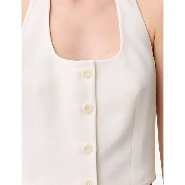 Claudie Pierlot Halterneck Cropped Waistcoat - Ecru
